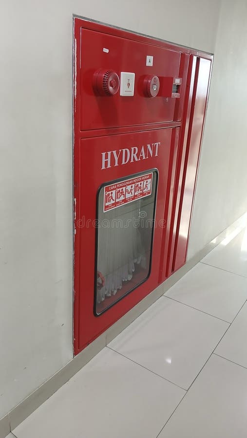 Red Fire Hydrant Inside Modern Building Stock Image - Image of crucial ...