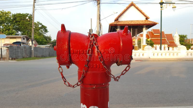 Red Fire Hydrant with Its Caps Stock Image - Image of lighting, located ...