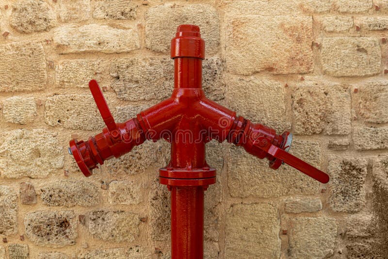 Fire Hydrant Near Vintage Stone Wall Stock Image - Image of metal ...