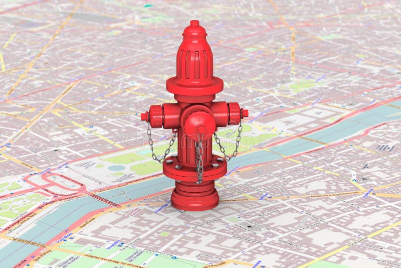 Red Fire Hydrant over map stock illustration. Illustration of safe ...