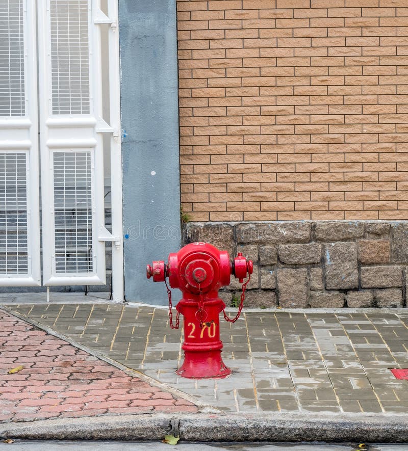 Red Fire Hydrant on Pathway Stock Photo - Image of hydrant, road: 136800086