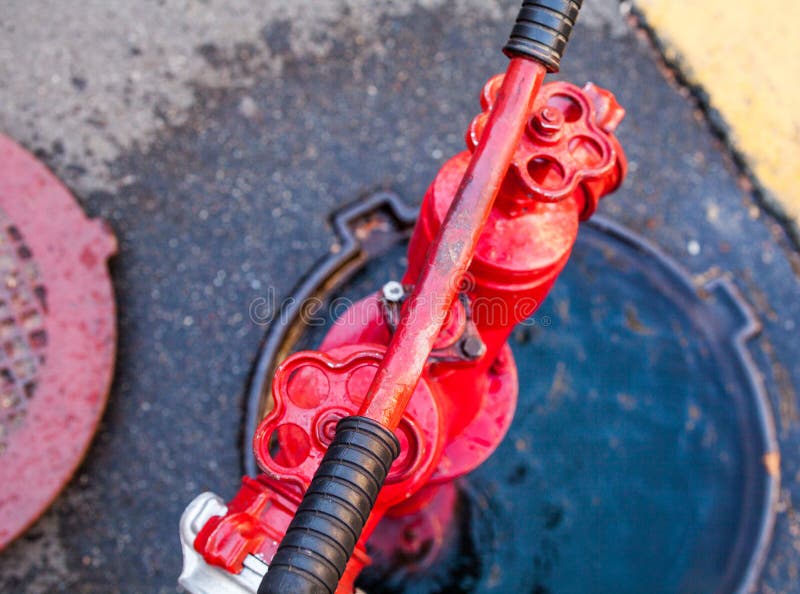 Red fire hydrant stock image. Image of firemen, device - 179667369