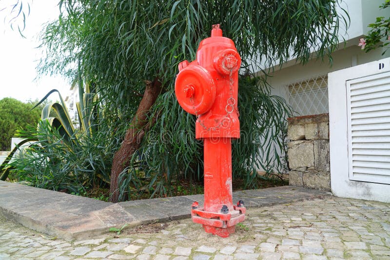 Red Fire Hydrant on Side of Street Stock Image - Image of steel ...