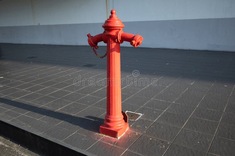 A Red Fire Hydrant on a Side Walk Stock Image - Image of emergency ...