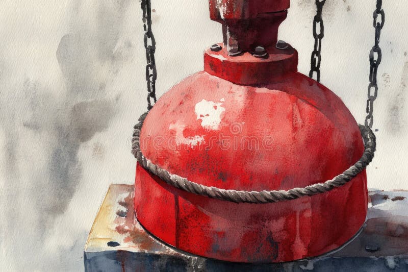 A Red Fire Hydrant Sits Atop a Metal Pole, Ready for Use Stock Photo ...