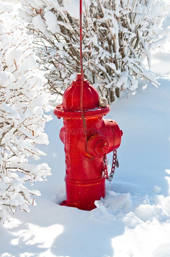 Red fire hydrant in snow stock image. Image of white - 29838899