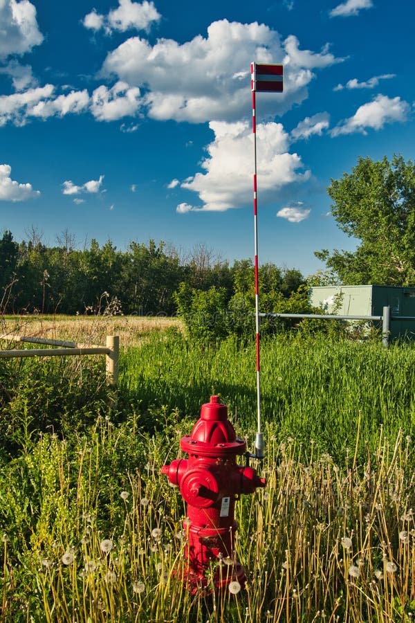 Red Fire Hydrant with Snow Depth Marker Edmonton Alberta Stock Photo ...