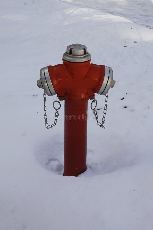 Red Fire Hydrant on the Snow Stock Photo - Image of faucet, industrial ...