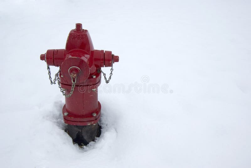 Red Fire Hydrant in Snow stock photo. Image of plug - 105212504