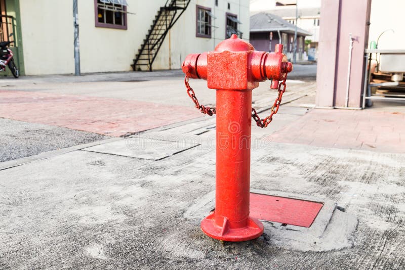 Red Fire Hydrant at Strategic Residential Ready for Emergency Stock ...
