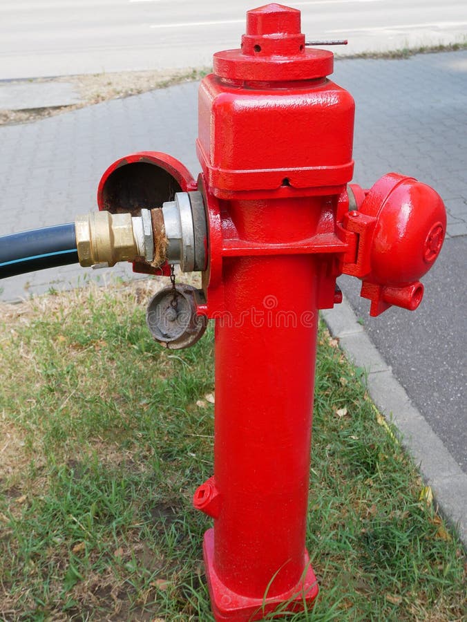 Red Fire Hydrant on the Street Stock Image - Image of hose, pipe: 223508055