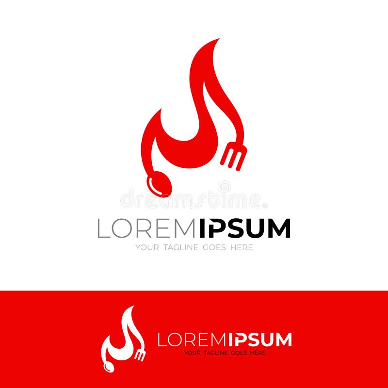Red Fire Logo with Spoon and Fork Icon Combination Stock Vector ...