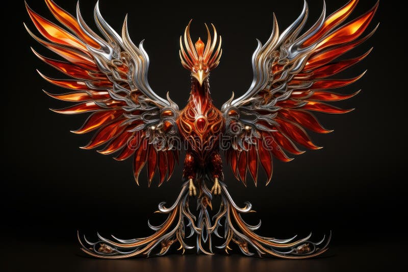 Red Fire Phoenix. Generate Ai Stock Illustration - Illustration of ...