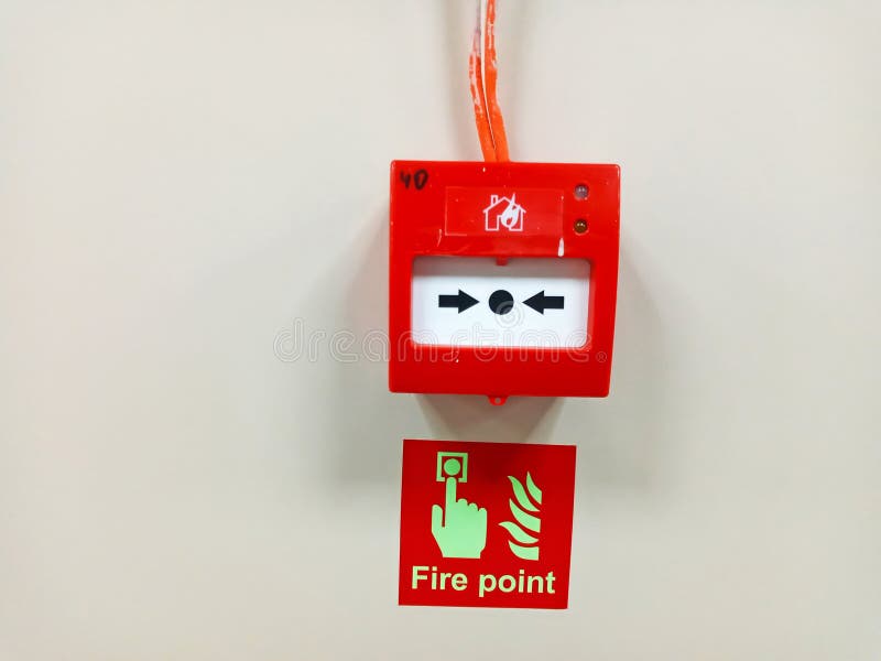 Red Fire Safety Button on the Wall Stock Image - Image of fighting ...