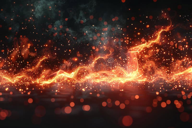 Red Fire Sparks Particles Isolated on a Black Background, Glowing ...