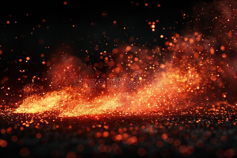 Red Fire Sparks Particles Isolated on a Black Background, Glowing ...