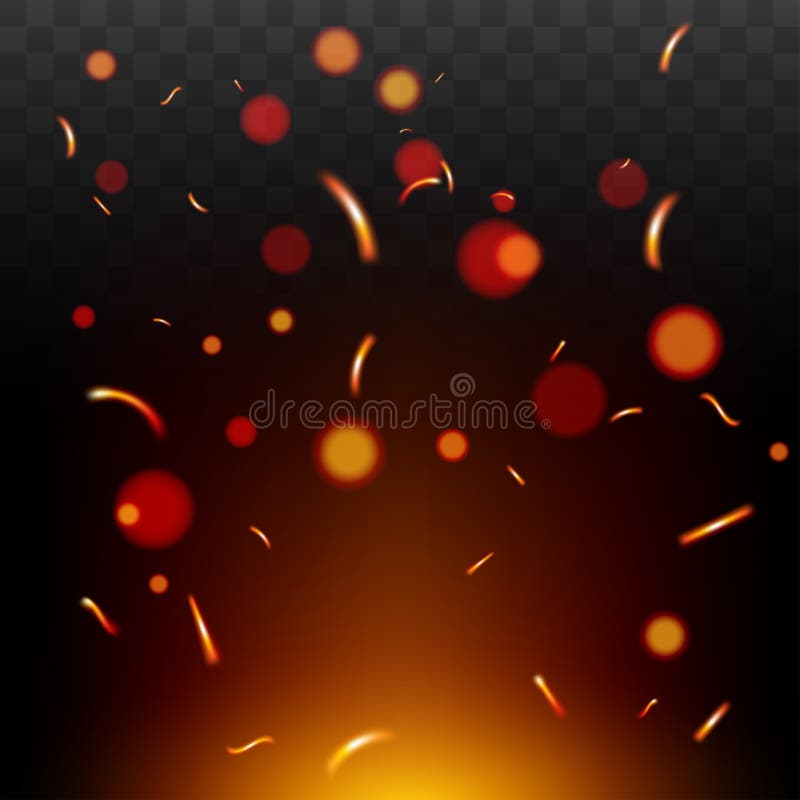 Red Fire Sparks Vector Flying Up. Burning Glowing Particles Stock ...