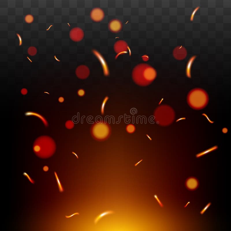 Red Fire Sparks Vector Flying Up. Burning Glowing Particles Stock ...