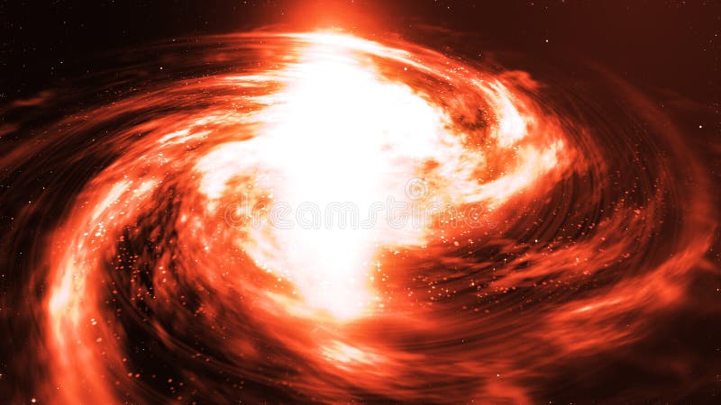 Red Fire Spiral Twirl Galaxy in Space Background Stock Illustration ...