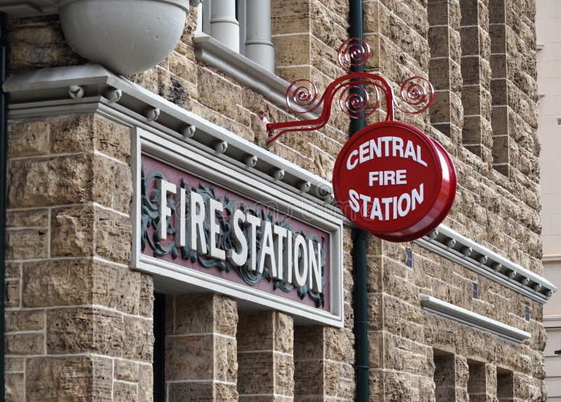 Two Red Fire Station Signs Round and Rectangle Perth Western Australia ...