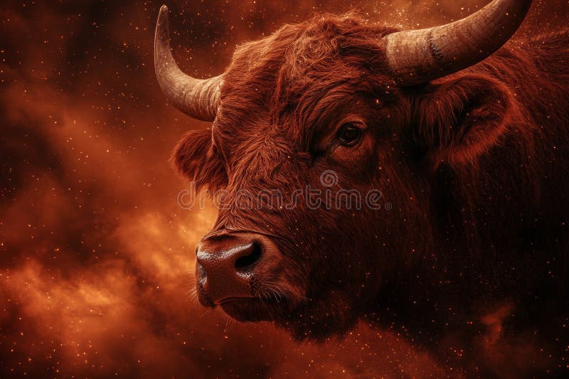 Red Fire Taurus Chaos Abstract Art Generative AI Stock Illustration ...