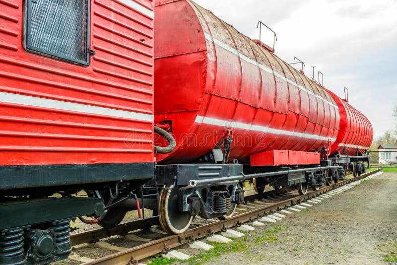 Red Fire Train on the Track Stock Image - Image of emergency ...