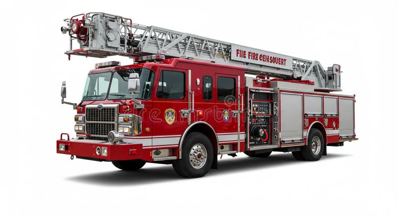 A Red Fire Truck with an Extendable Ladder Mounted on Top, Designed for ...