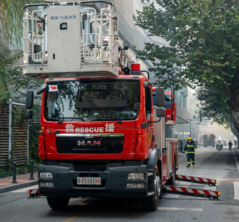 Red Fire Truck with Ladder and Tools Editorial Photo - Image of fire ...