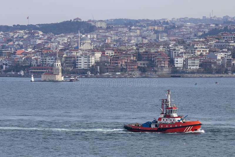 Red Fire Tug Boat Equipped with Saftey Equipment Editorial Stock Photo ...