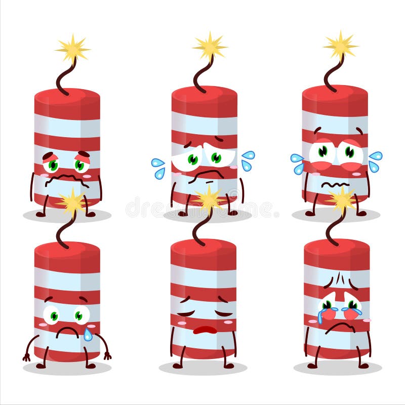 Red Firecracker Cartoon Character with Sad Expression Stock ...