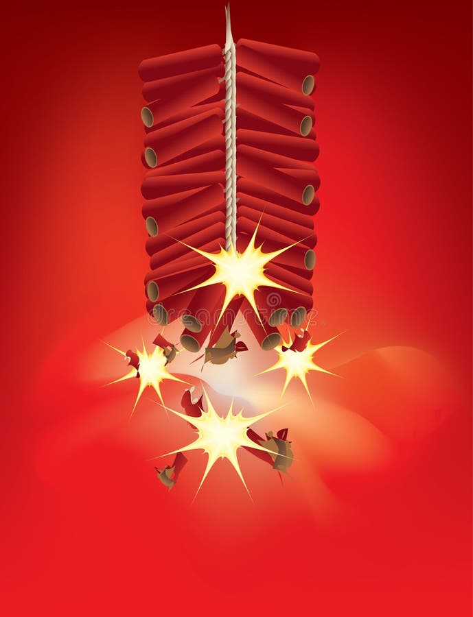 Chinese New Year Firecrackers with Red Packet Stock Illustration ...