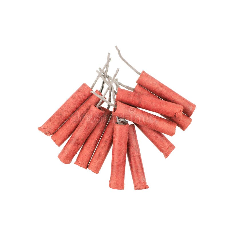 Red Firecrackers Isolated On White Background Stock Photo - Image of ...