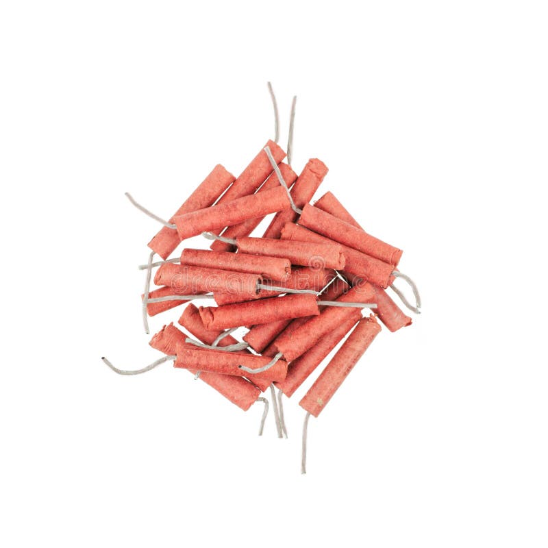 Red Firecrackers Isolated on White Background Stock Image - Image of ...
