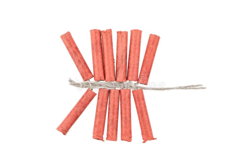 Red Firecrackers Isolated on White Background Stock Image - Image of ...