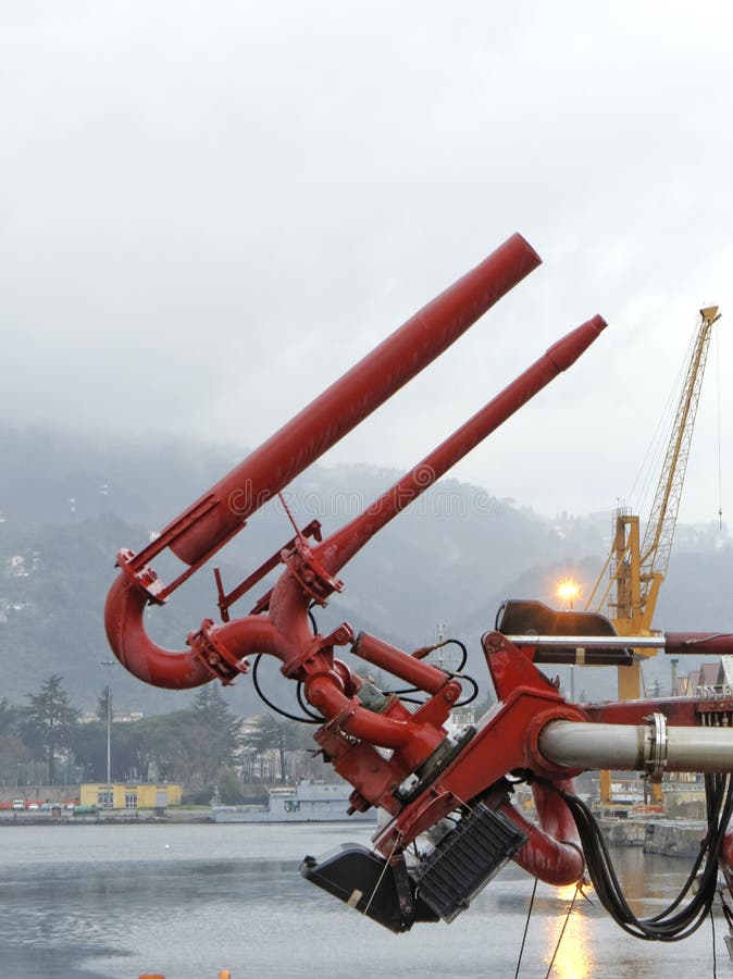 Red firehoses stock image. Image of firehoses, ship, nautical - 39138489