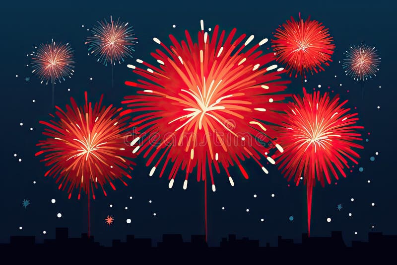 Red firework in blue sky stock illustration. Illustration of christmas ...