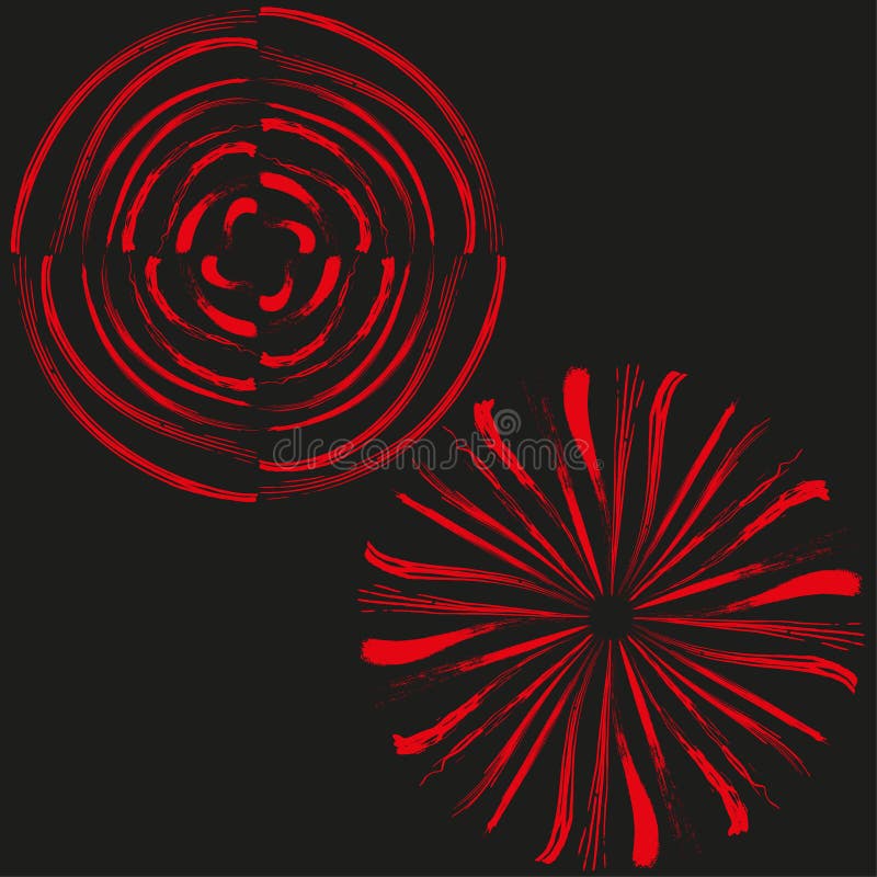 Red Firework Bursts. Spiral Celebration Icons. Dynamic Festive Sparks ...
