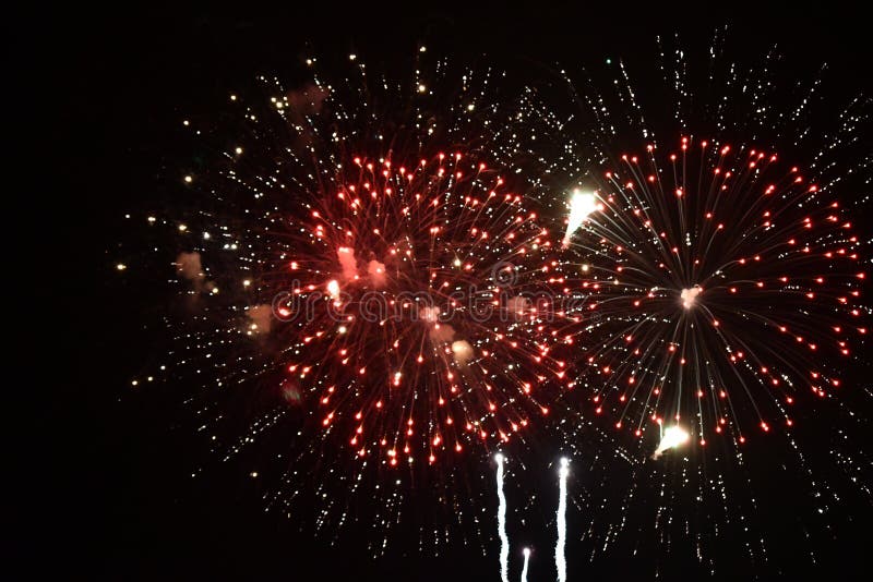 Red Firework Explode in Sky Stock Image - Image of entertainment ...