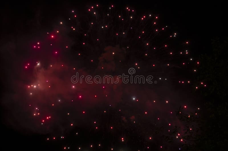 Red Firework in the Night Sky. Stock Photo - Image of contrast ...