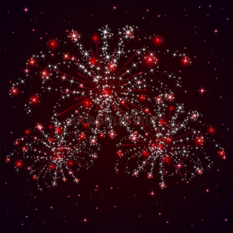 Red firework and stars stock vector. Illustration of beautiful - 48054157