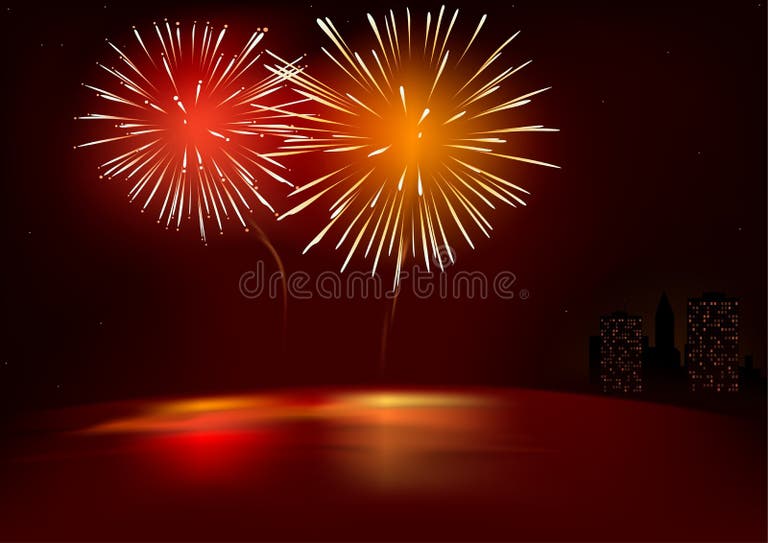 Red Fireworks stock vector. Illustration of fireworks - 3515442