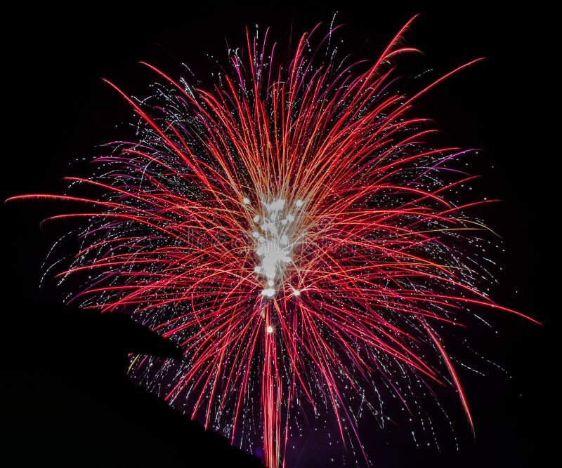 Red Fireworks with Black Background Stock Photo - Image of black, year ...