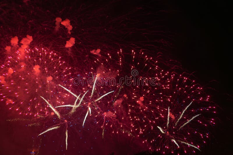 Red fireworks celebration stock image. Image of fireworks - 278462867