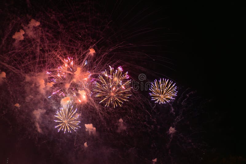Red fireworks celebration stock photo. Image of dark - 279258234