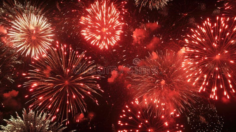Red Fireworks Display stock image. Image of holiday - 372289563