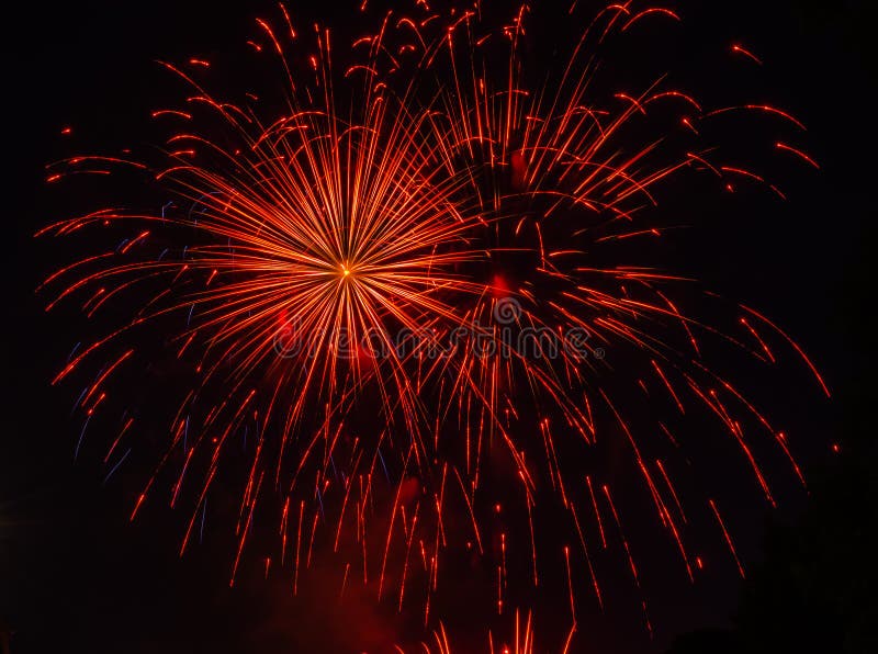 Red fireworks stock photo. Image of exploding, celebration - 83455946