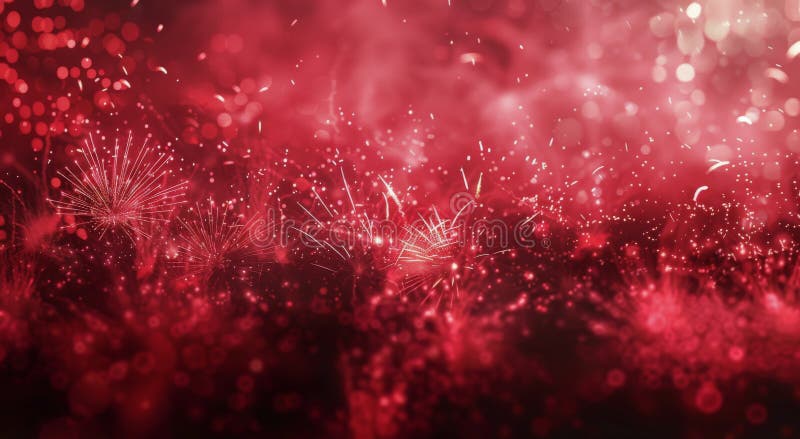 Red Fireworks Exploding in the Night Sky Stock Image - Image of party ...