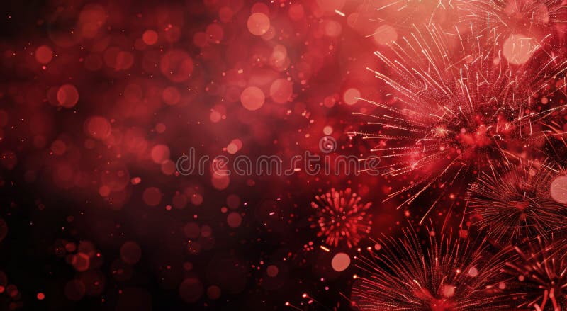 Red Fireworks Exploding in the Night Sky Stock Image - Image of show ...