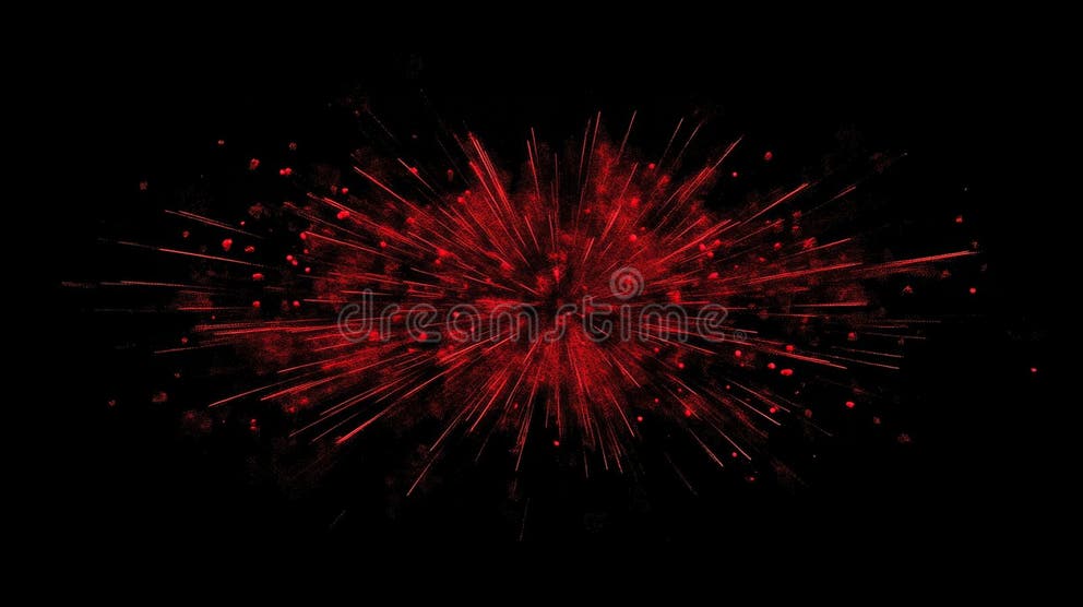 Red Fireworks Explosion on Black Background, Vibrant Celebration ...