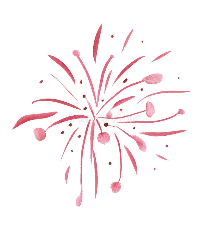 Red Fireworks Isolated on White Background Stock Illustration ...